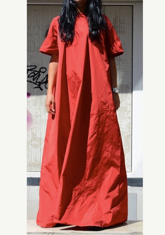 Buy Cocoon Long Evening Dress, Summer Red Maxi Dress, Long Evening Gown ...